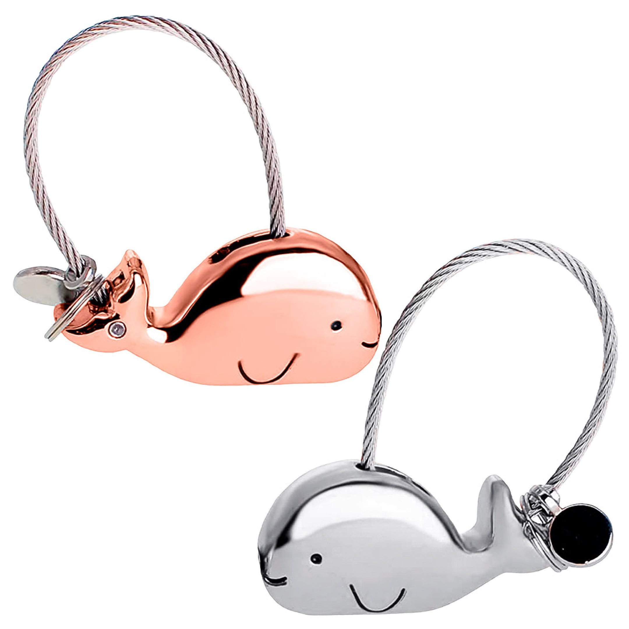 set of 2 whale keychains